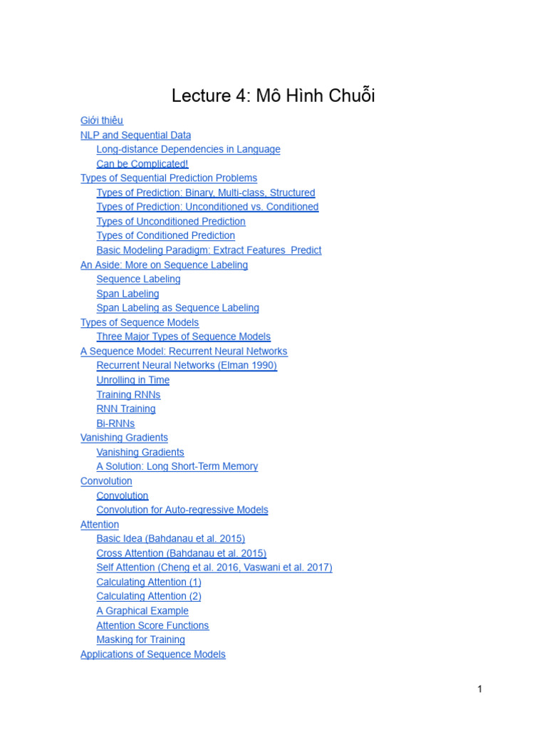 Lecture 4 Sequence Modeling | PDF