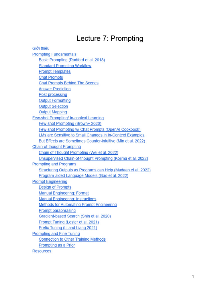 Lecture 7 Prompting | PDF