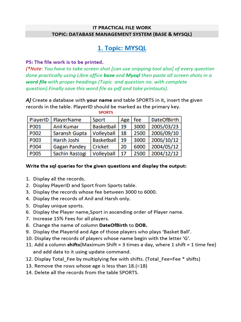 It Practical File Work Database 2024 | PDF | Databases | Table (Database)