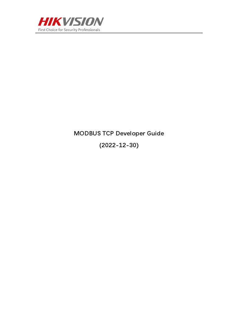 Hikvision Modbus Tcp Developer Guide En Us 20221230 Pdf Computer Networking Computer