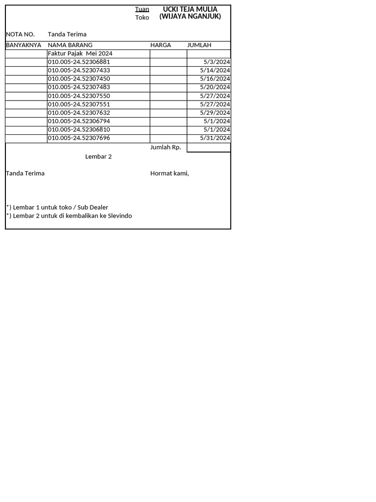 Nota Tanda Terima | PDF