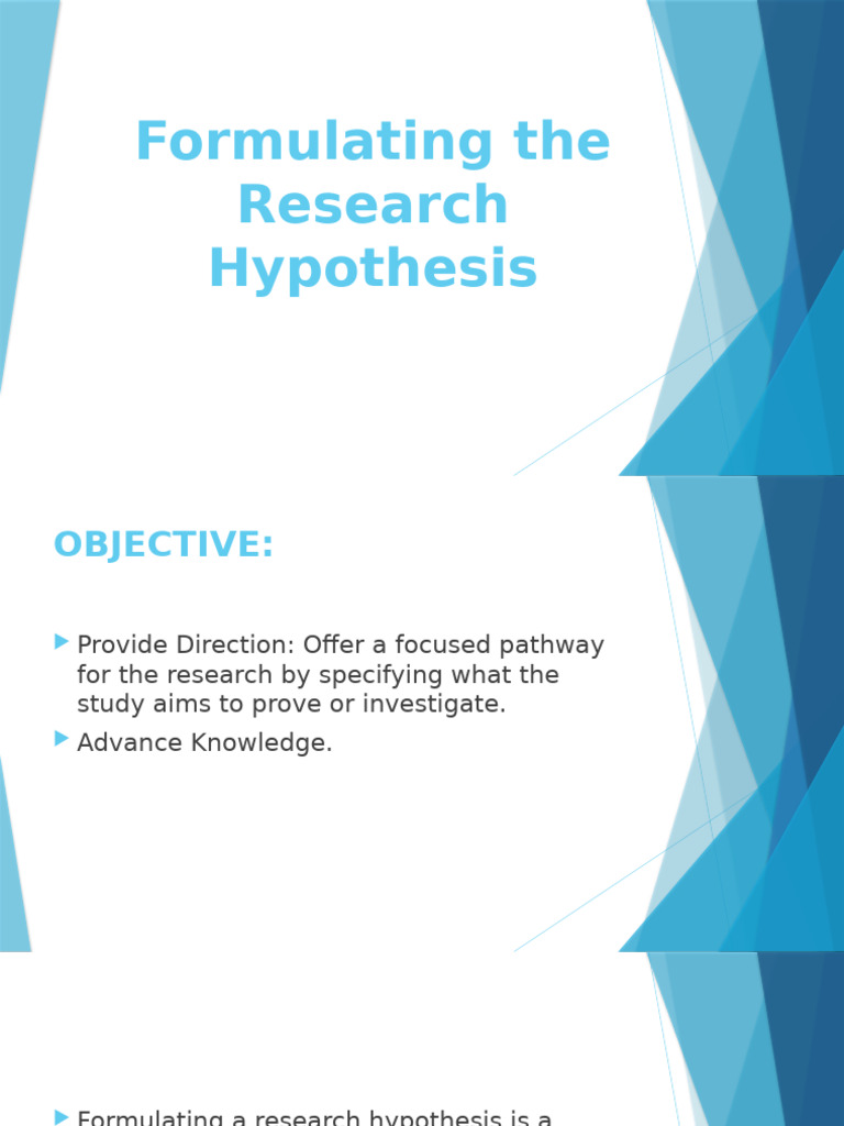 Formulating The Research Hypothesis | PDF | Hypothesis | Null Hypothesis