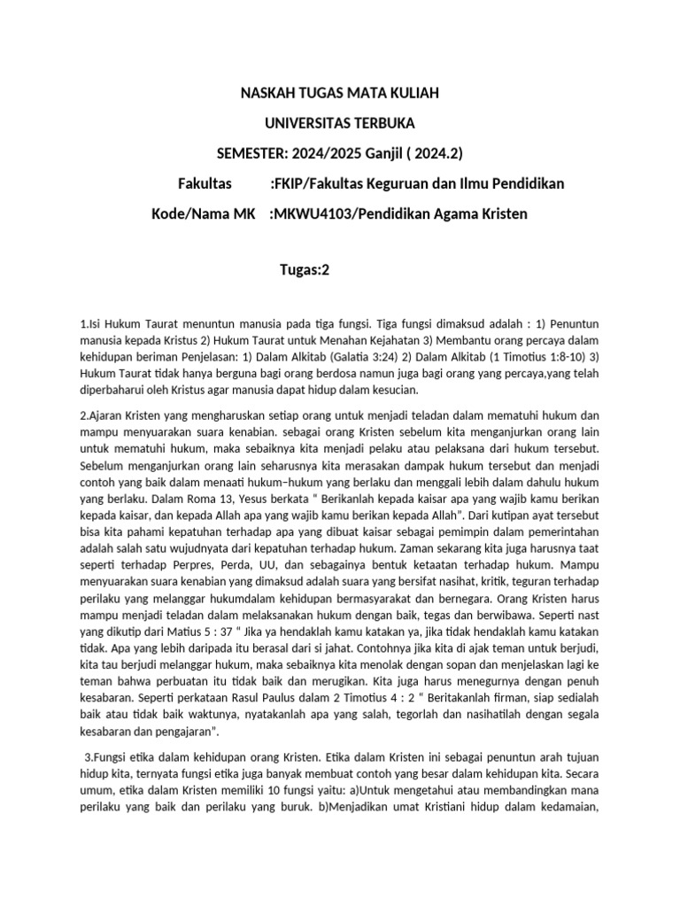 NASKAH TUGAS MATA KULIAH Agama Tugas 2 | PDF
