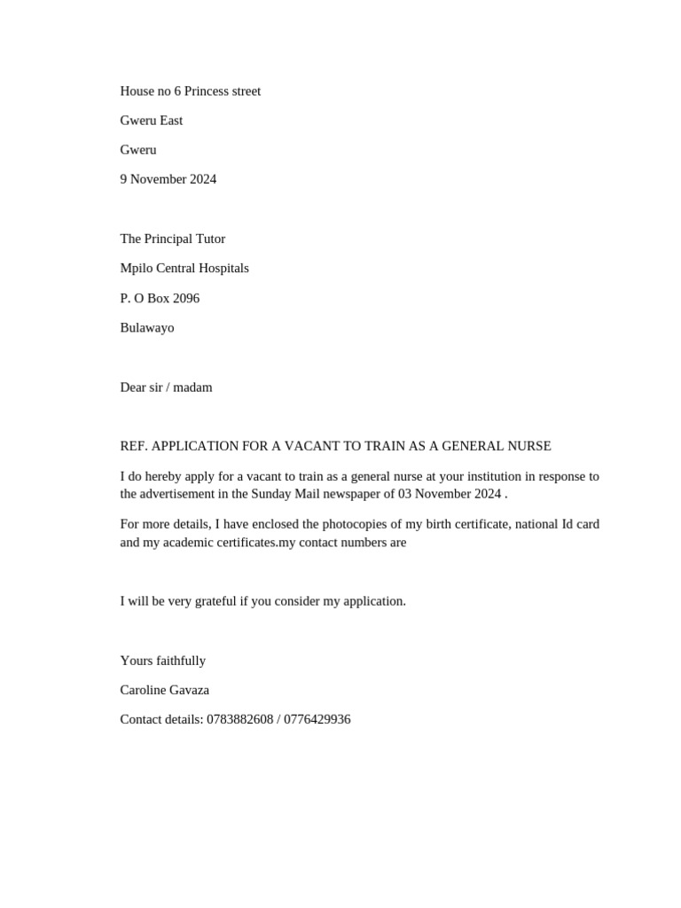 Nursing Application Pdf