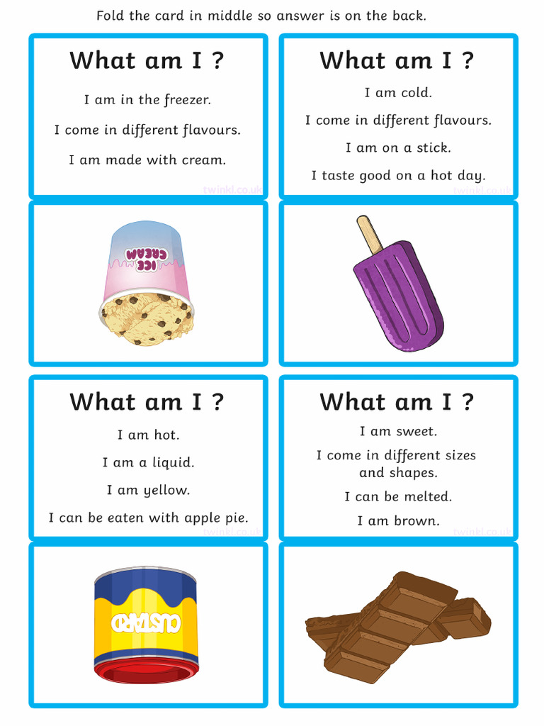 T S 3438 What Am I Sweet Foods Guessing Game Ver 2 | PDF