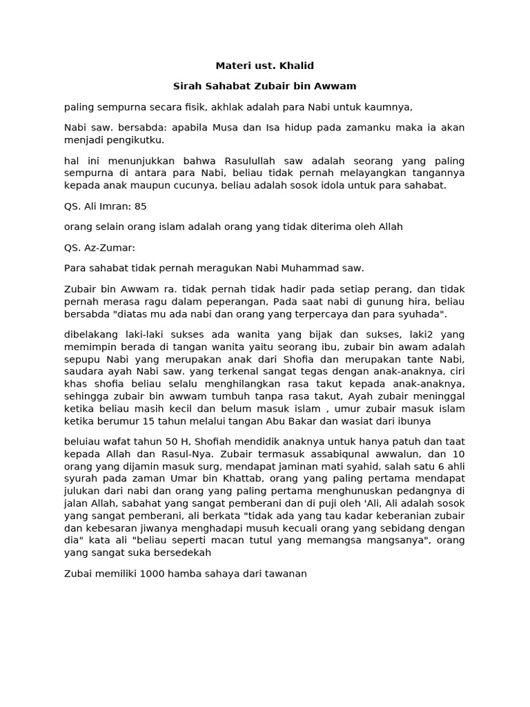 Kisah Sahabat Nabi Abdurrahman Bin Auf | PDF