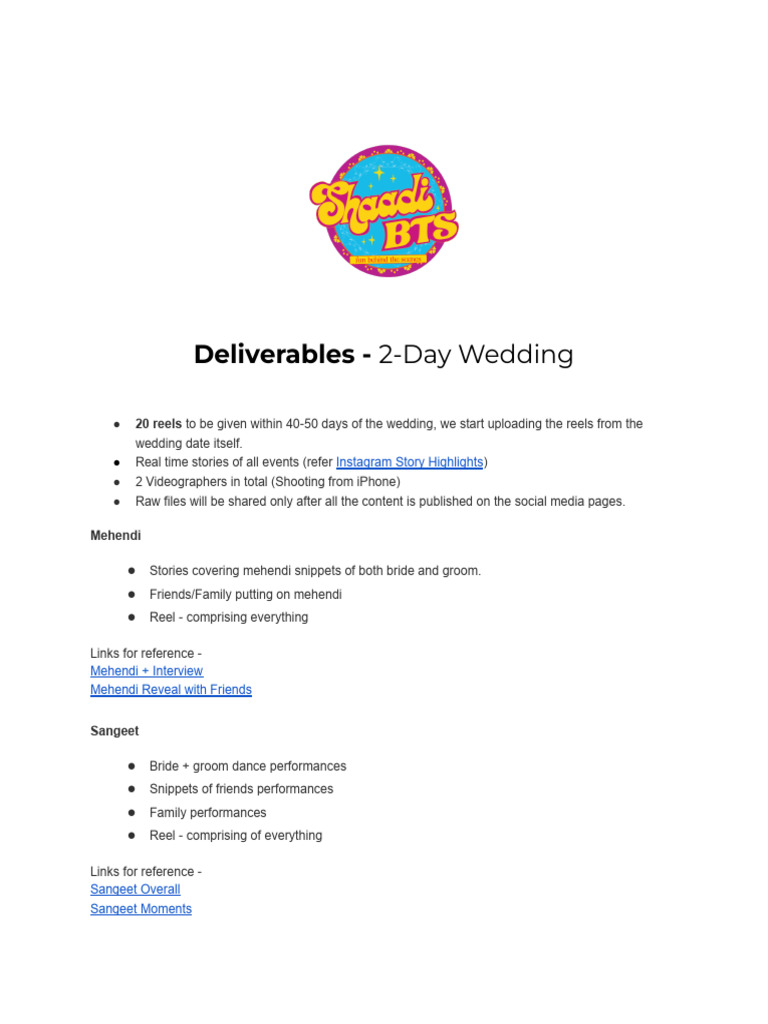 2-Day Wedding Video Package Details | PDF
