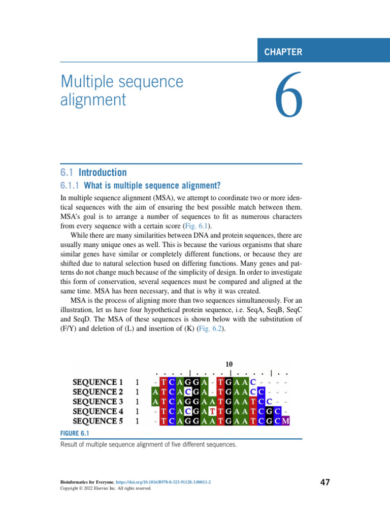 Chapter 6 Multiple Sequence Alignment 2022 Bioinformatics For Everyone | PDF | Nucleic Acid ...