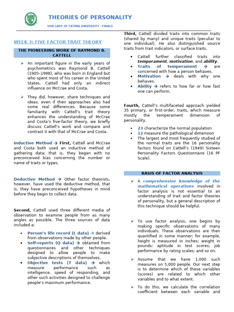 Theo Reviewer 10 | PDF | Factor Analysis | Extraversion And Introversion
