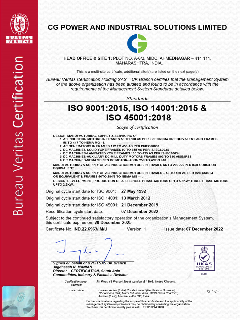 Ims Certificate | PDF | Power (Physics) | Electric Power