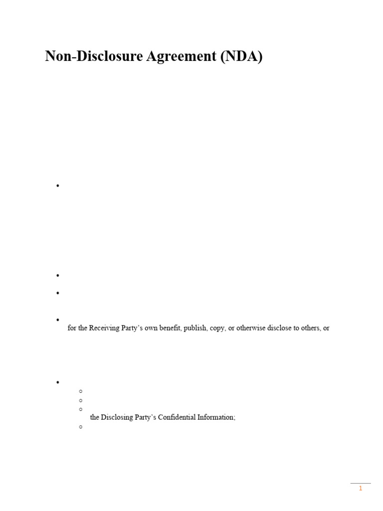 NDA for Artisans Online Link App | PDF | Non Disclosure Agreement ...