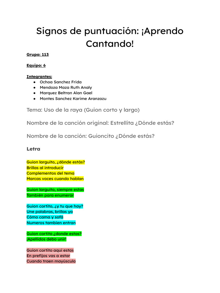 Cancion Del Guión Corto y Largo. | PDF
