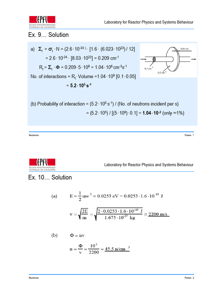 Neutronics Fission Calculations and Solutions | PDF | Nuclear Reactor ...