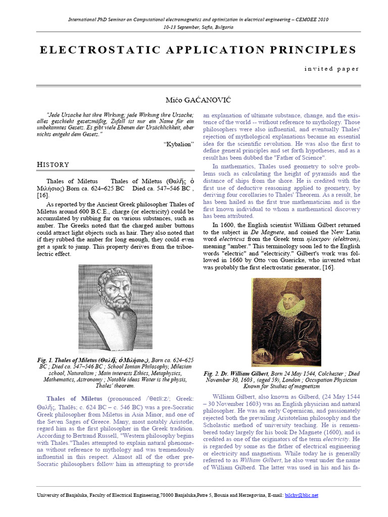 Electrostatic Application Principles: Mićo Gaćanović | PDF | Electricity | Electromagnetism