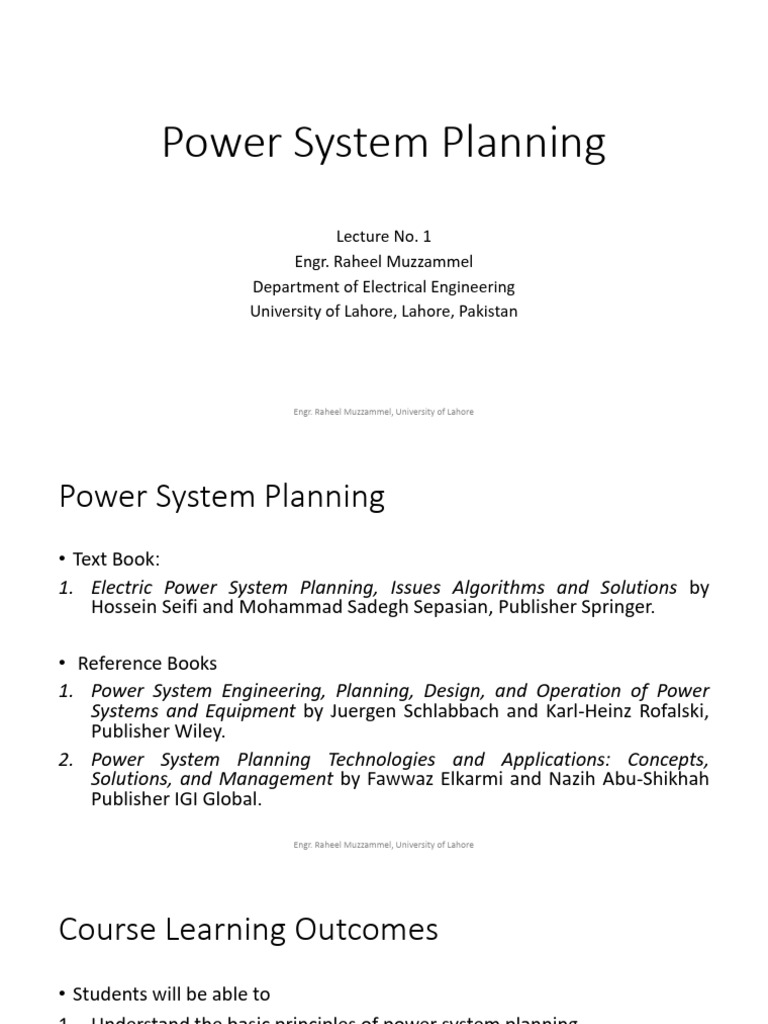 Lecture 1 Power Planning | PDF | Electric Power Transmission | Energy ...