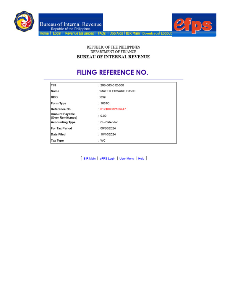 EFPS Home - EFiling and Payment System1601crefere | PDF