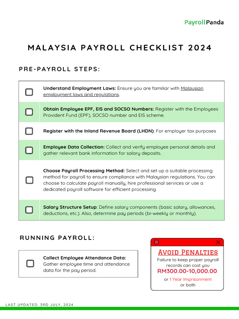 Malaysia Payroll Checklist 2024 | PDF | Payroll | Salary