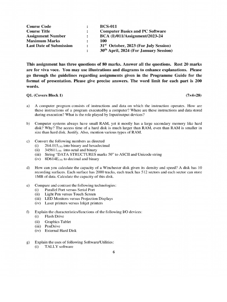 BCS-011-2023-24 Solved Assignment | PDF