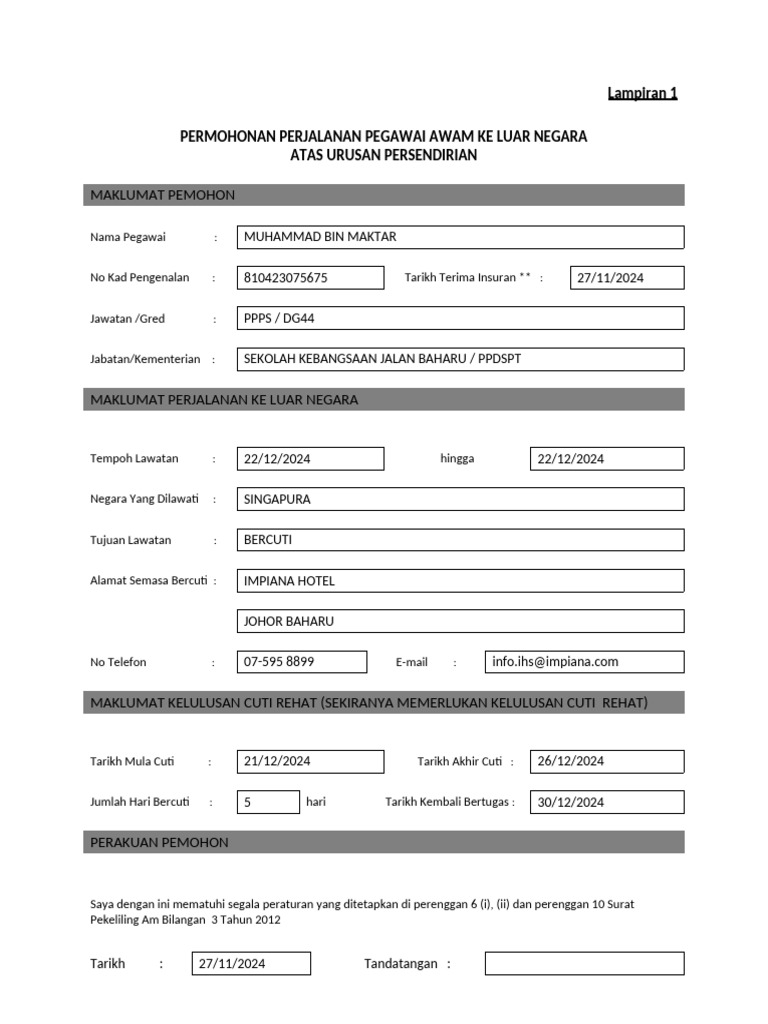 Borang Keluar Negara | PDF