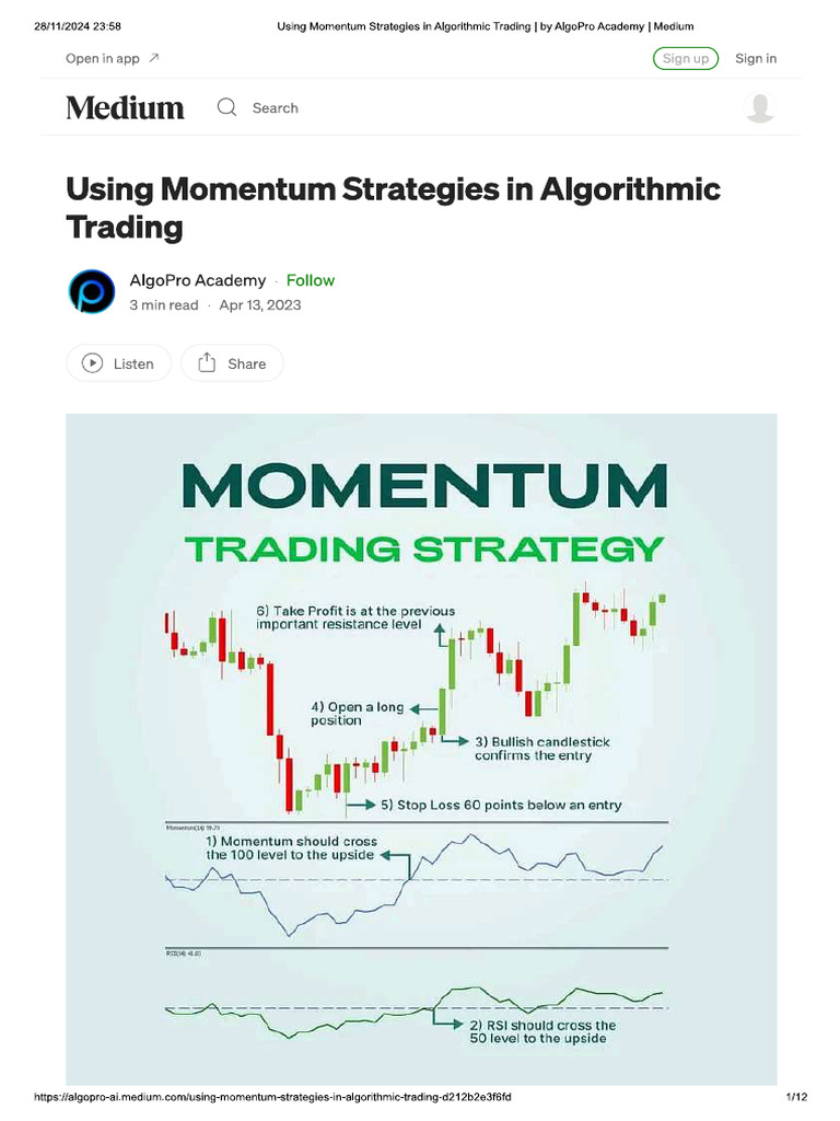 Using Momentum Strategies in Algorithmic Trading | PDF