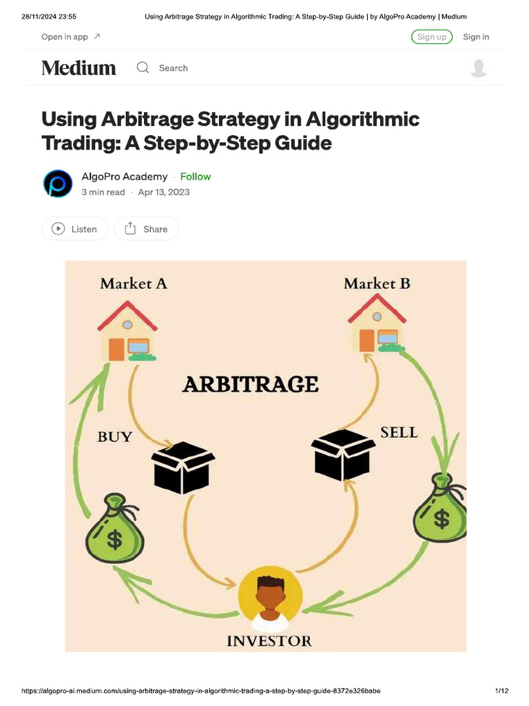 Using Arbitrage Strategy in Algorithmic Trading | PDF
