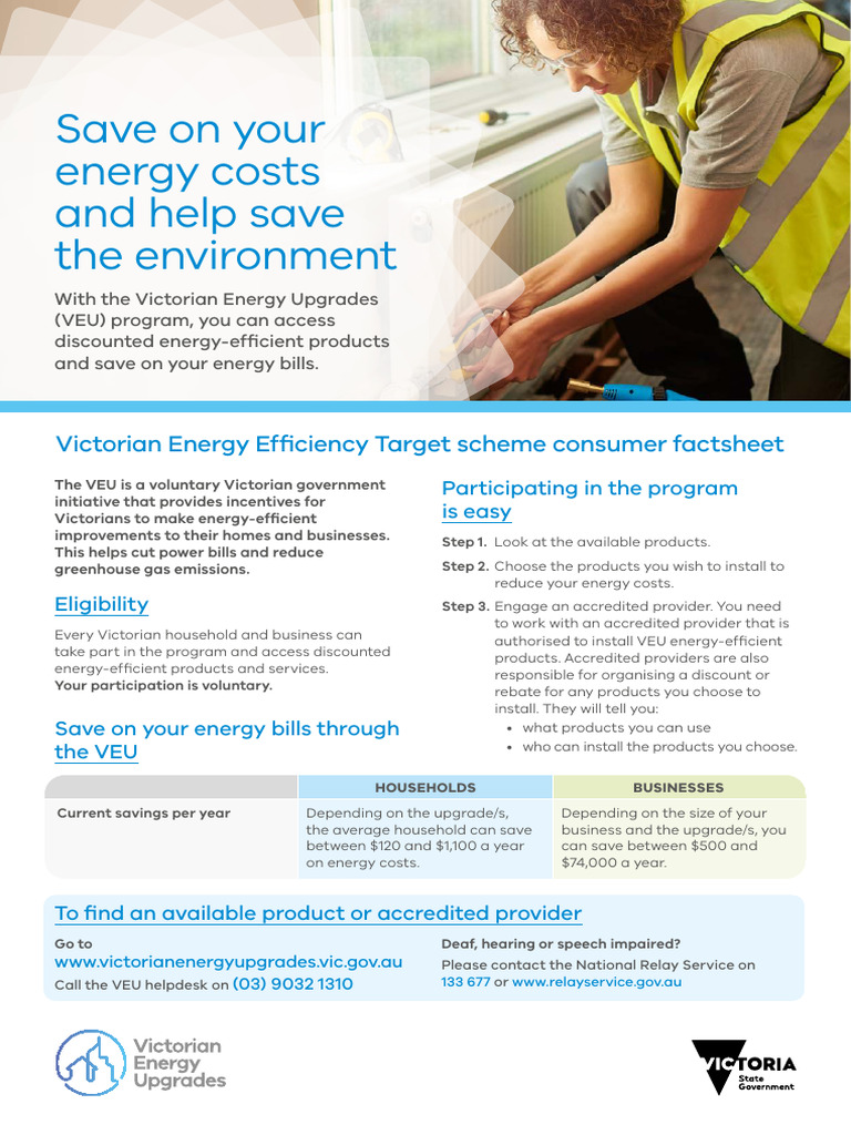 Victorian Energy Efficiency Target Scheme Consumer Factsheet | PDF ...