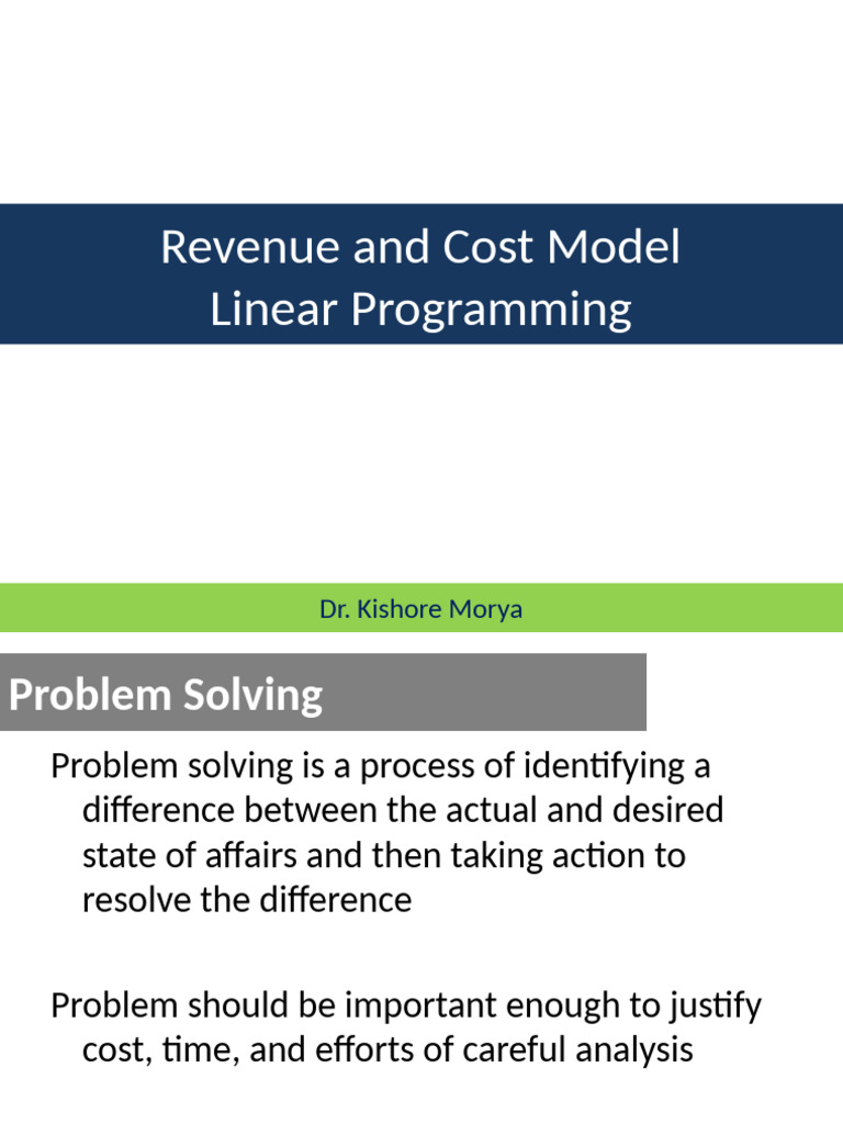 Session 5 - 6 Revenue - Cost Model - Linear Programming | PDF ...
