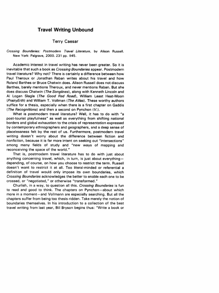 Travel Writing Unbound | PDF