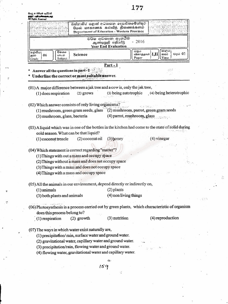 EG6 - Sci - T3 - 2016 - Western Province | PDF