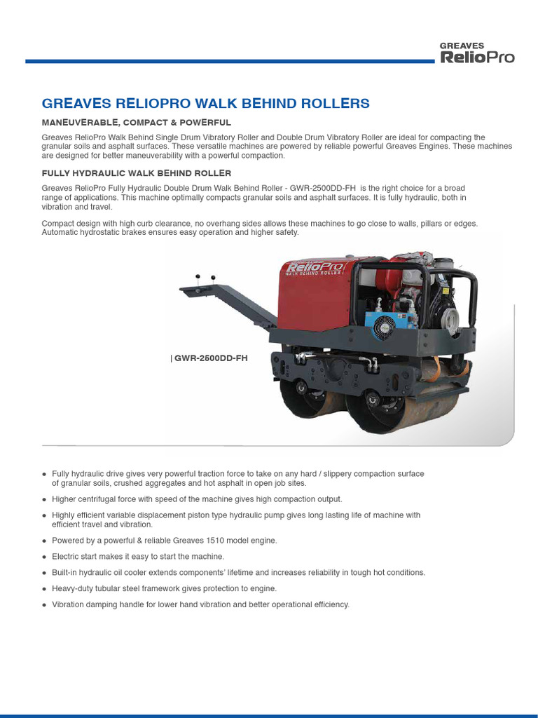 Fully Hydraulic Walk Behind Roller | PDF | Engines | Pump
