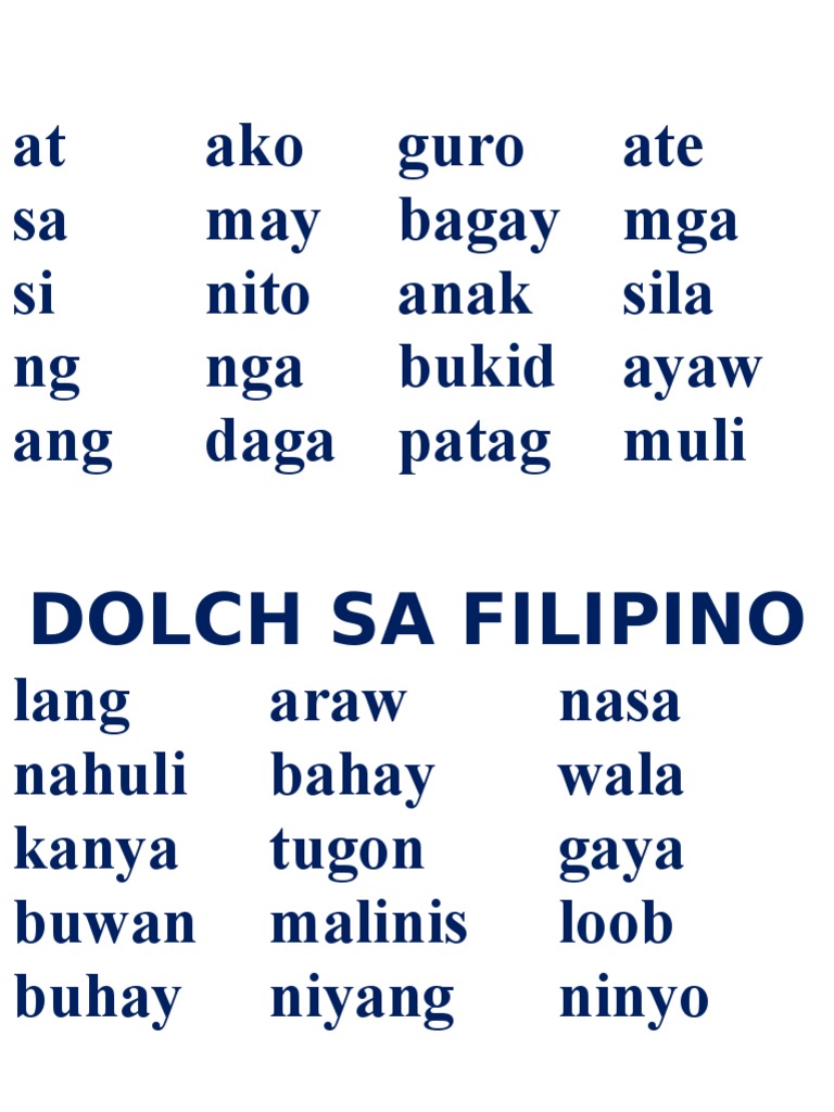 Dolch Words Sa Fil | PDF
