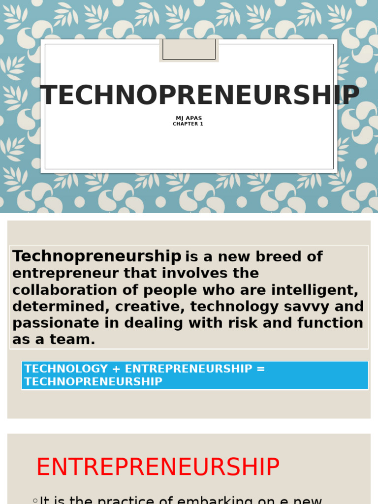 Understanding Technopreneurship Basics | PDF | Entrepreneurship ...