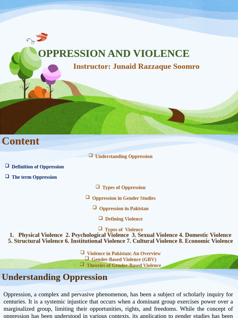 Unit-6 Oppression and Violence | PDF | Domestic Violence | Violence