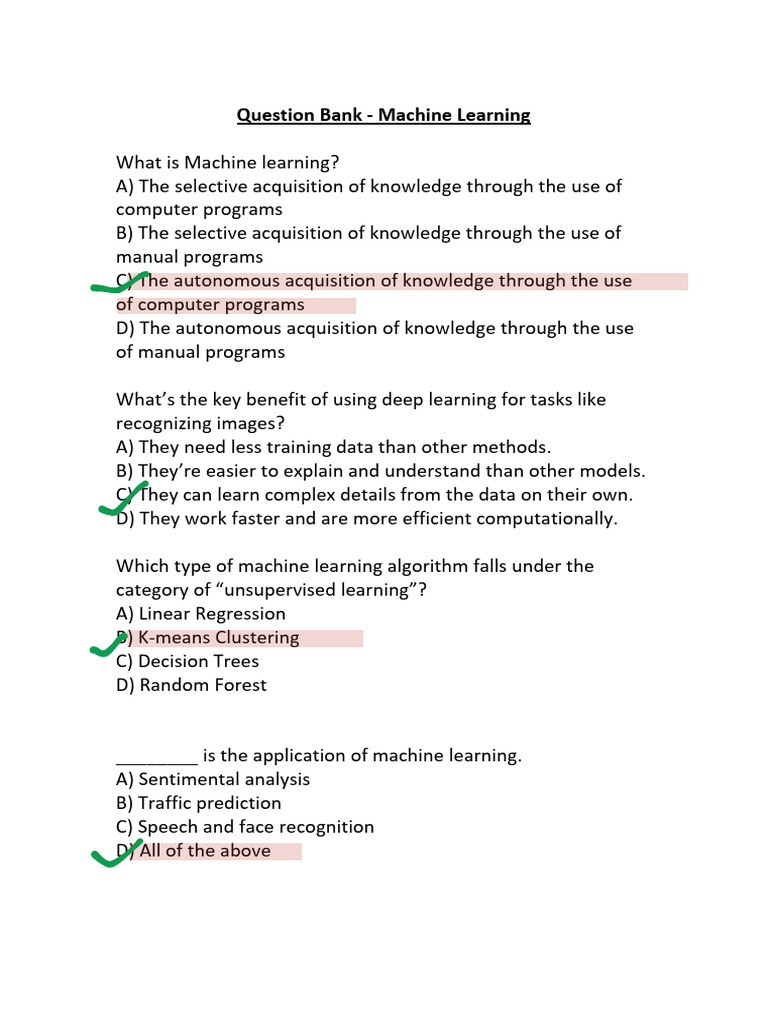 Machine Learning Question Bank | PDF | Machine Learning | Artificial ...