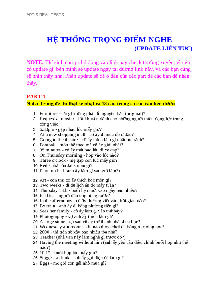 Key Aptis Listening Real Tests | PDF