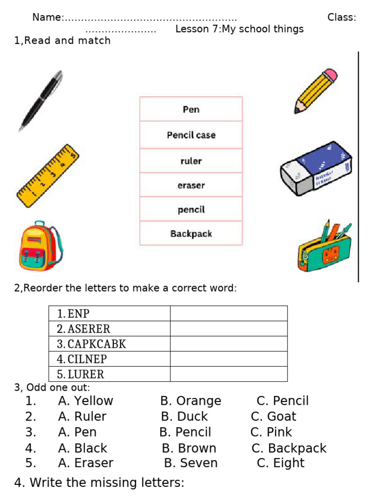 B7 School Things | PDF