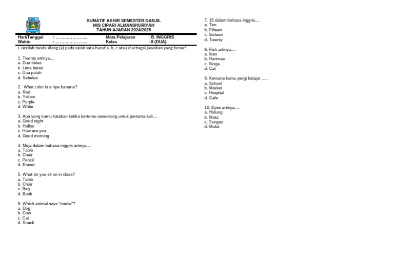 B. Inggris Kelas 2 | PDF