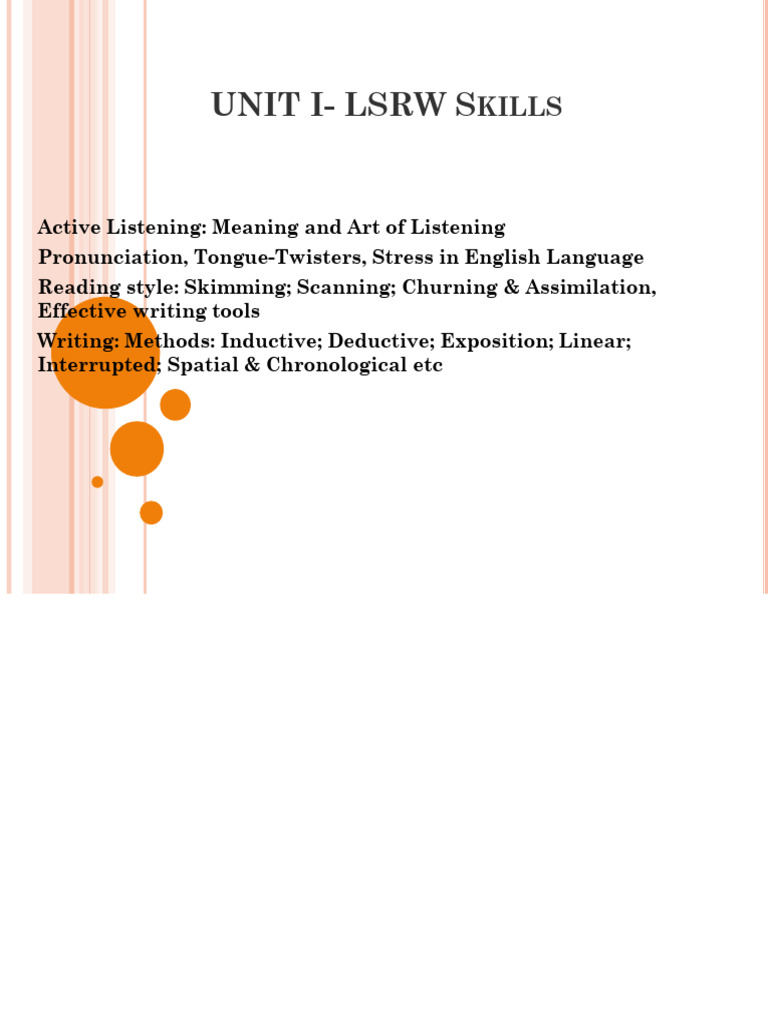 Mastering LSRW Skills: Listening & Writing | PDF | Stress (Linguistics ...