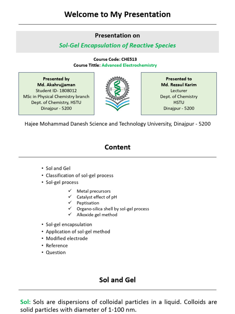Sol-Gel Encapsulation (1808012 - Noyon) | PDF | Physical Chemistry ...