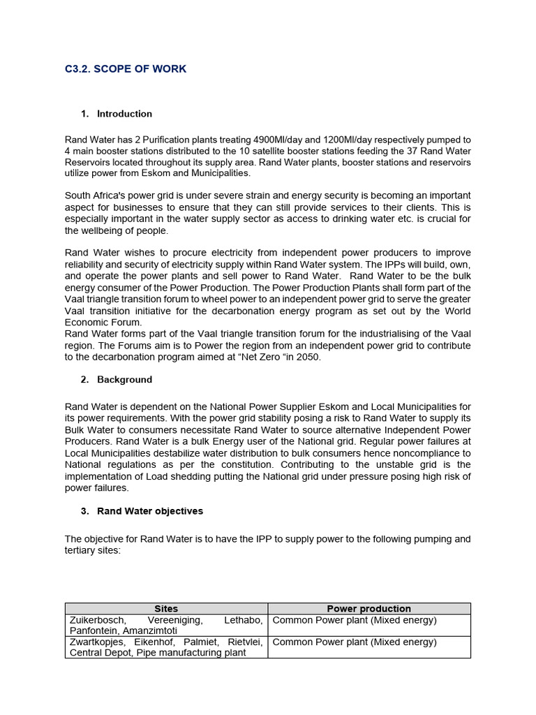 C3.2. Scope of Work-IPP Scope of Work Final | PDF | Electric Power ...