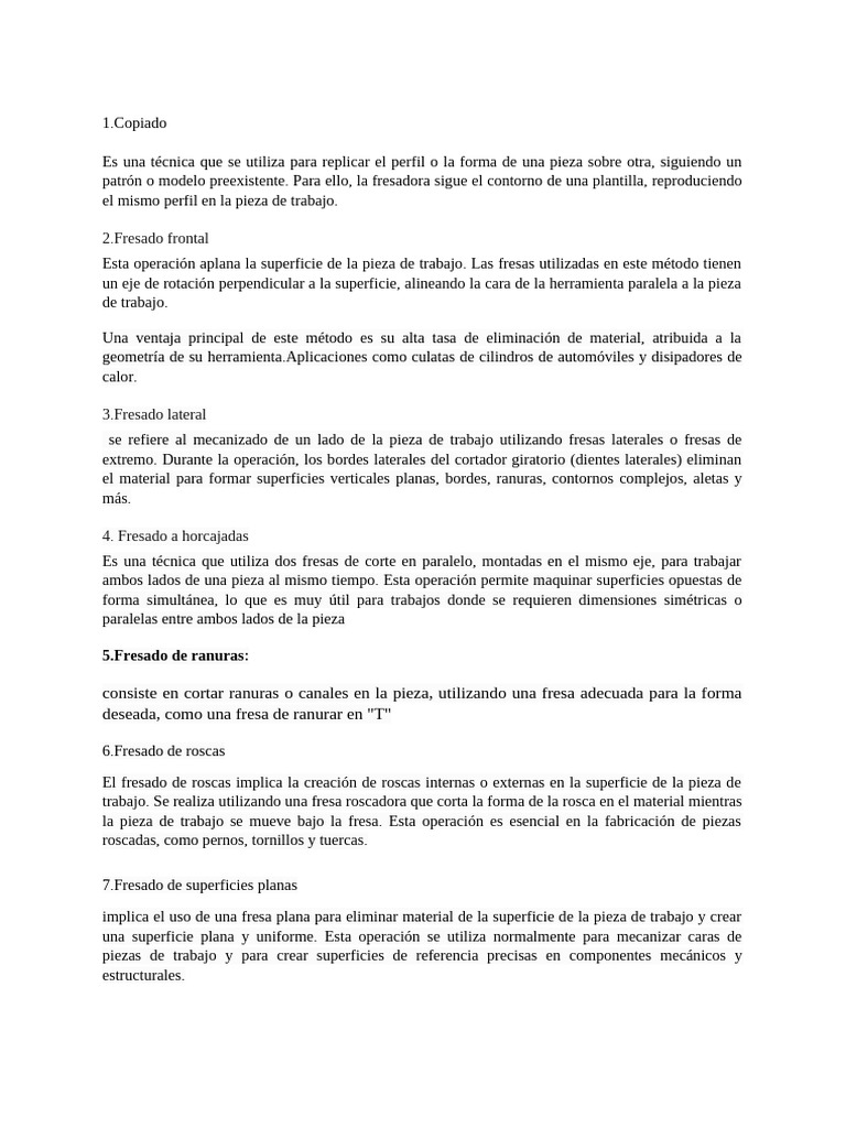 Técnicas de Fresado: Guía Completa | PDF | Máquinas | Sector secundario ...