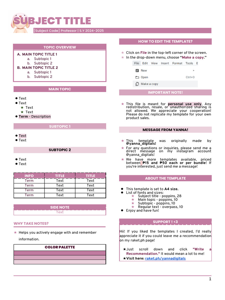 Pink - Sonny Angels Transes Template | PDF