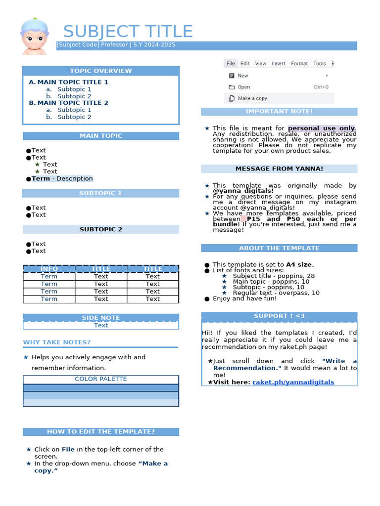 Blue Sonny Angels Template Guide | PDF