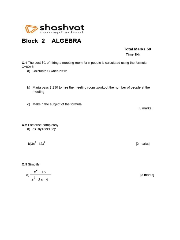 Assignment 2 Algebra | PDF | Algebra | Equations