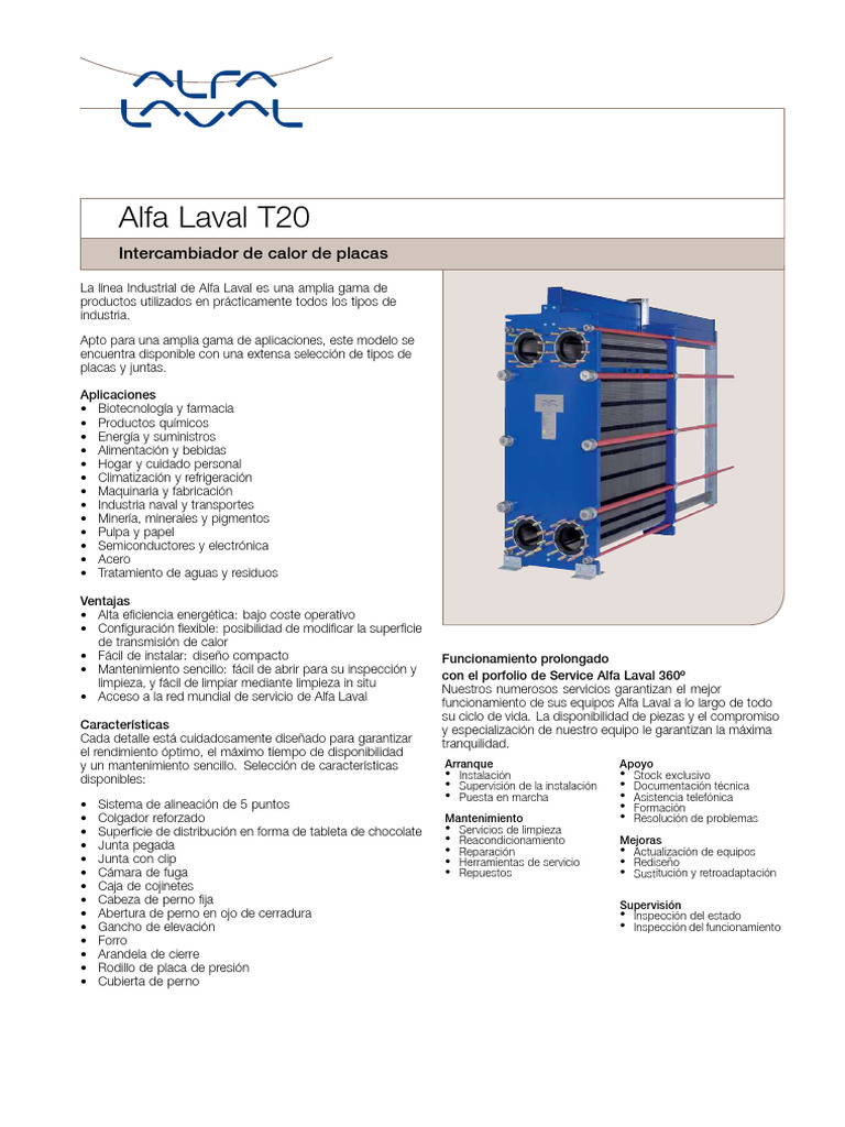 Intercambiador Alfa Laval T20: Eficiencia y Versatilidad | PDF ...