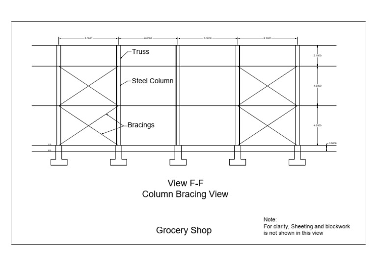Grocery Shop - Section FF - Column Bracing Layout | PDF