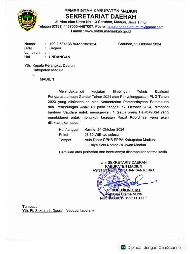 Undangan Rakor Evaluasi PUG 2024 | PDF Undangan Rakor Evaluasi PUG 2024 | PDF
