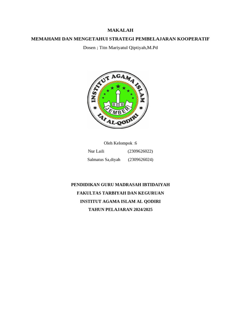 Strategi Pembelajaran Kooperatif | PDF