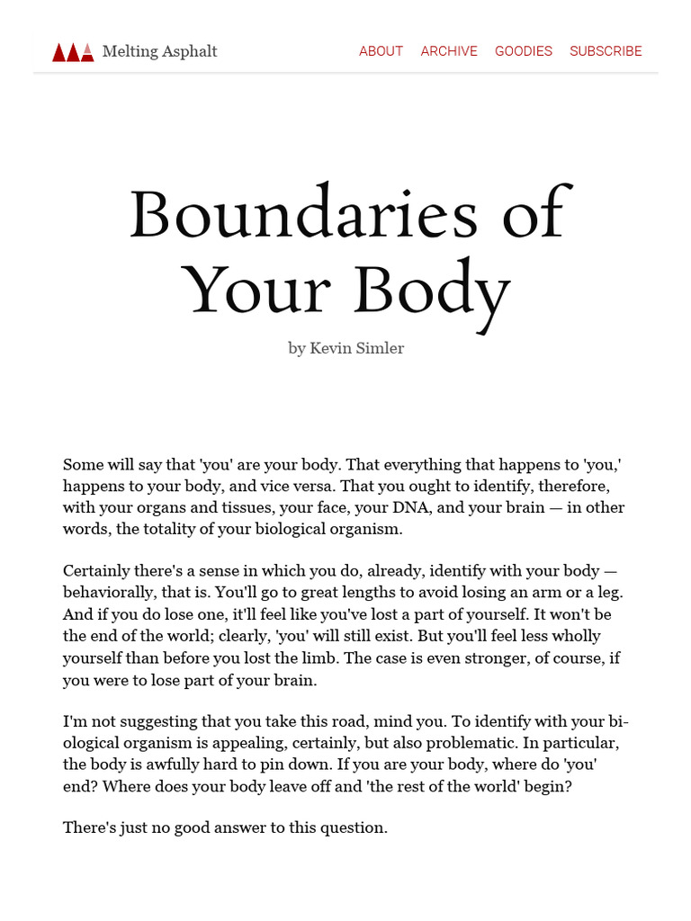 Boundaries of Your Body - Melting Asphalt | PDF | Brain | Matter