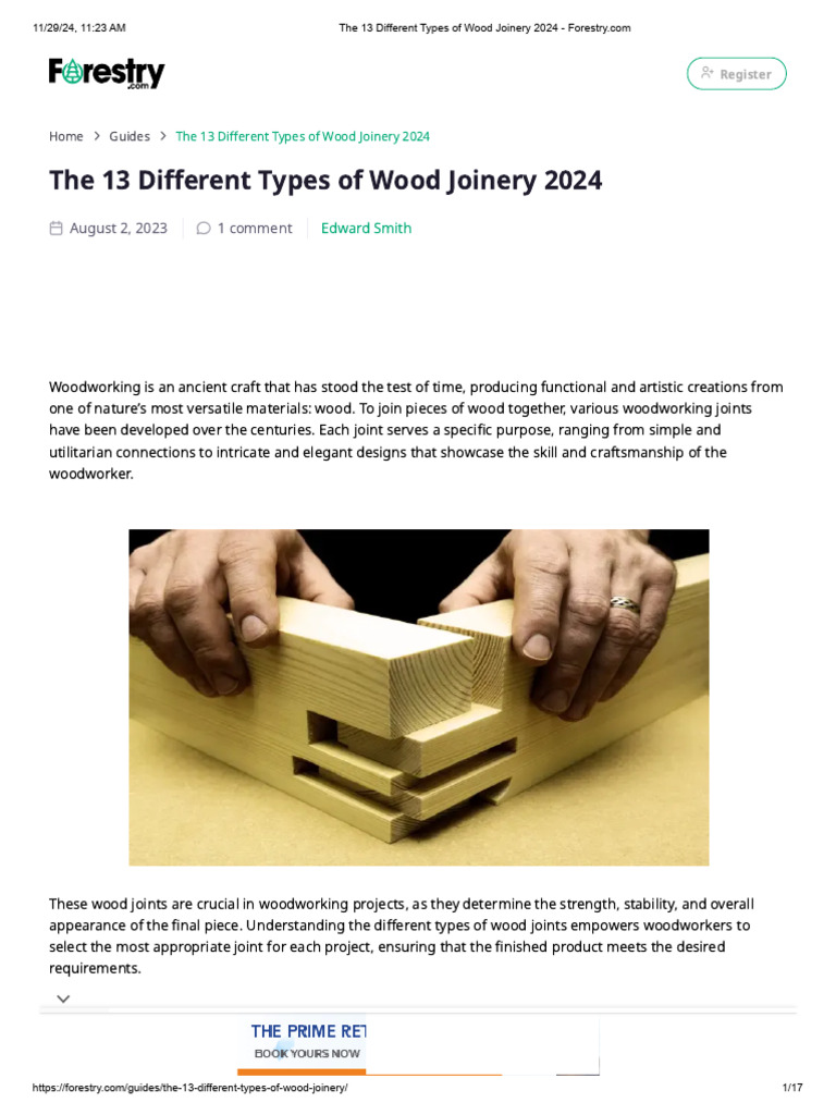 The 13 Different Types of Wood Joinery 2024 | PDF | Woodworking